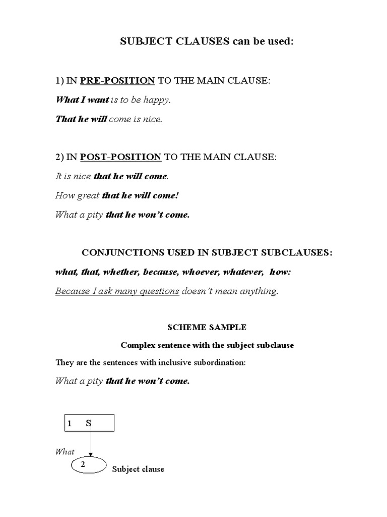 Subject Clauses | PDF