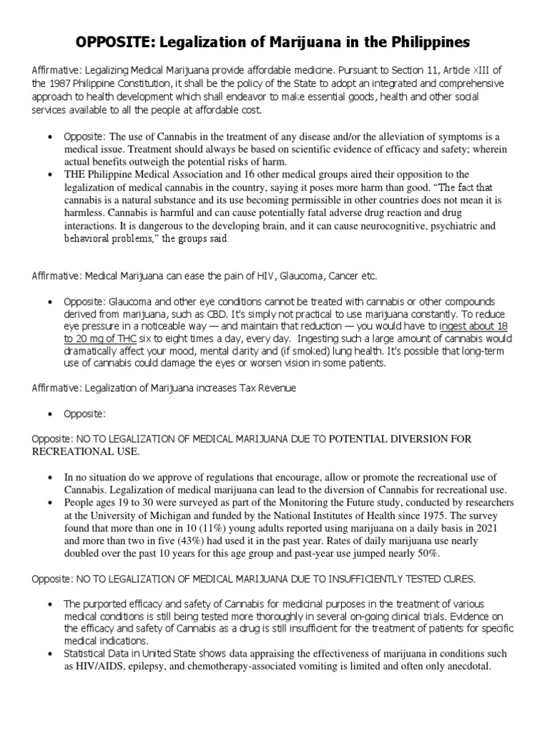 Analysis of arguments for and against the legalization of medical ...