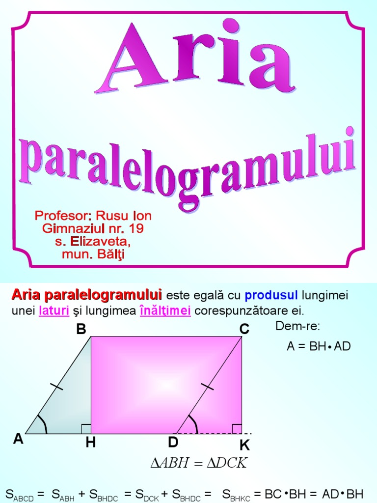 0 Aria Paralelogramului | PDF