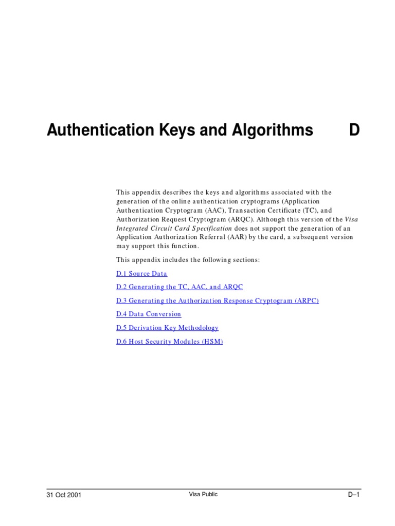 20331623-Visa-Integrated-Circuit-Card-Specification-ANEXO D | PDF | Emv ...