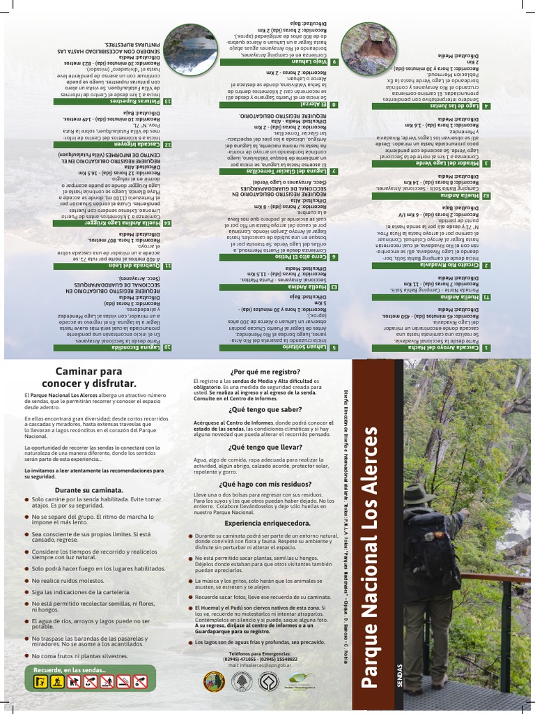 Folleto Sendas Parque Nacional Los Alerces 2019 | Descargar gratis PDF ...
