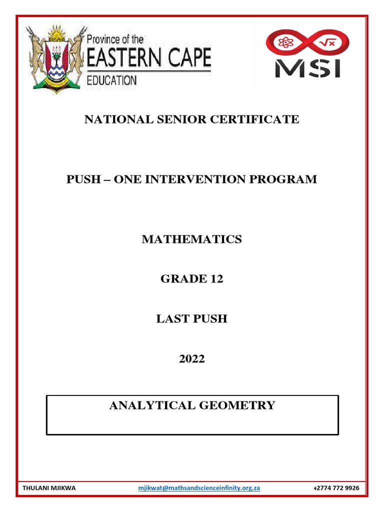 Analytical Geometry Last Push PDF | PDF