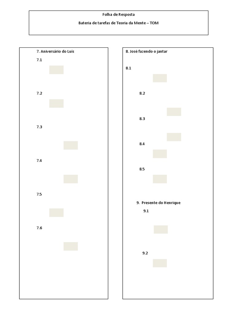 Folha de Resposta Tom 2 | PDF