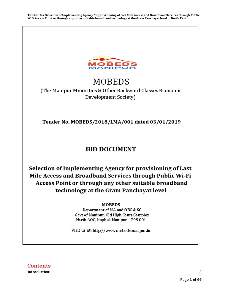 MOBEDS Bid-Document | PDF | Wi Fi | Internet Access