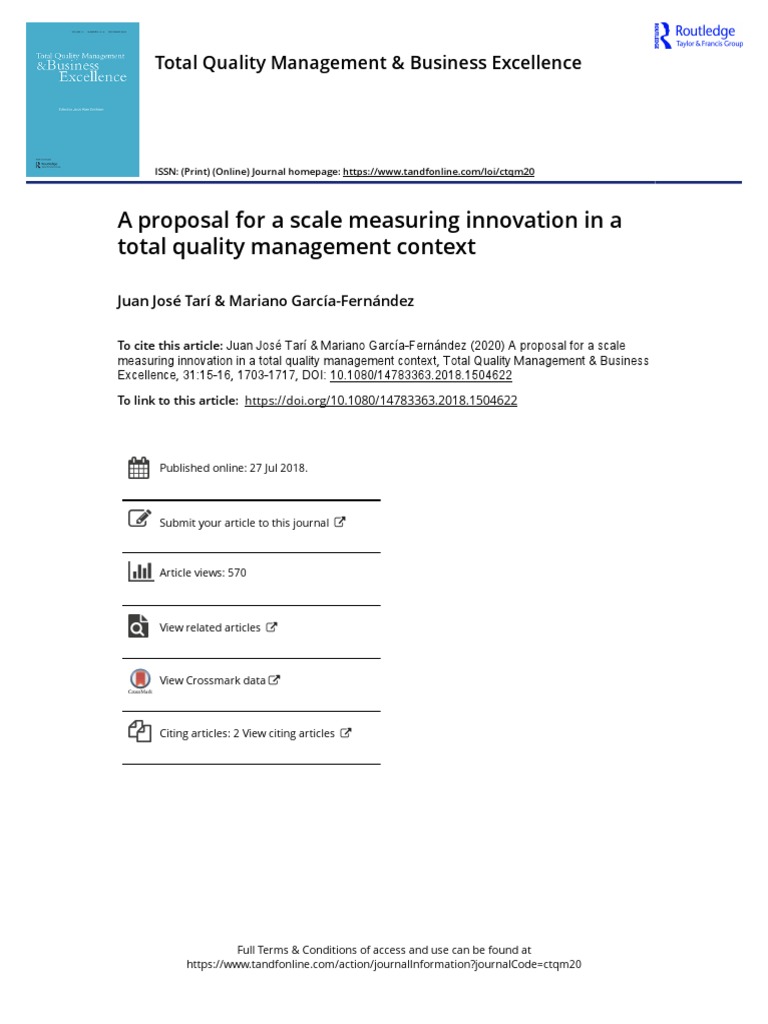 A Proposal For A Scale Measuring Innovation in A Total Quality Management Context | Download ...