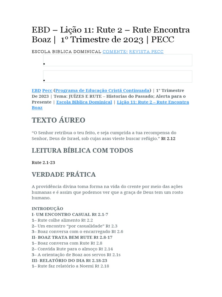 Rute Cap 2 | PDF | Livro de Ruth