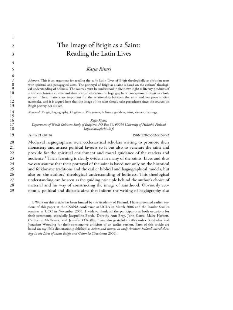 The Image of Brigit As A Saint Reading T | PDF | Saint | Christian ...