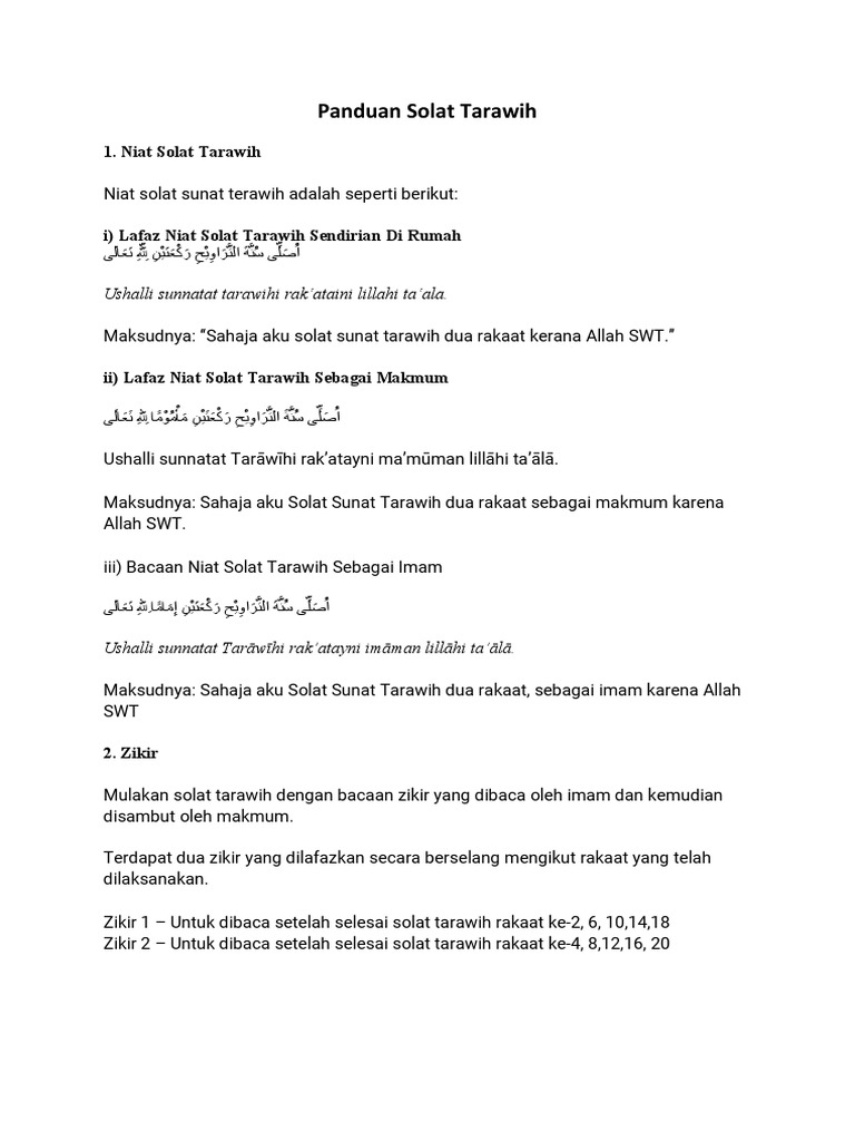 Panduan Solat Tarawih | PDF | Agama & Spiritualitas