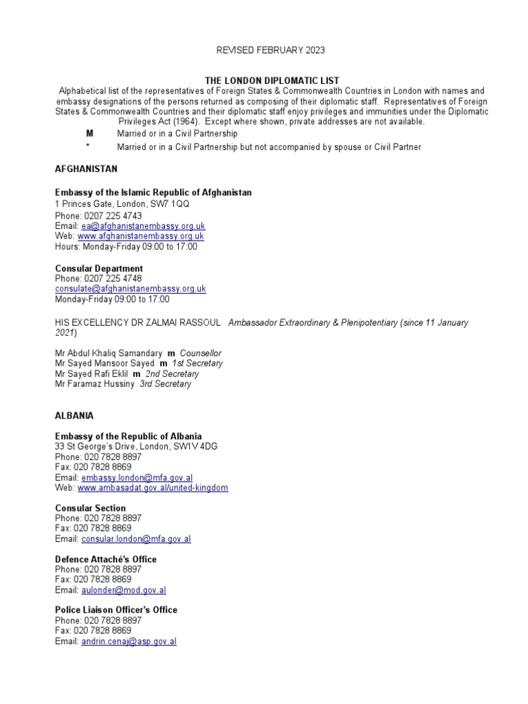 The London Diplomatic List | Download Free PDF | Diplomatic Rank ...