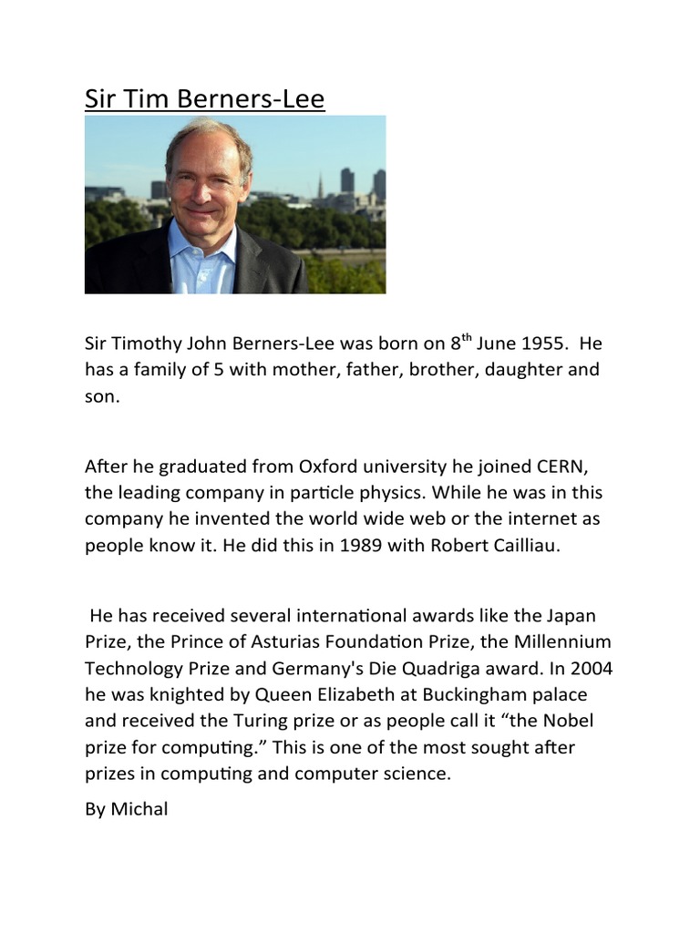 Sir Tim Berners Lee Biography | PDF