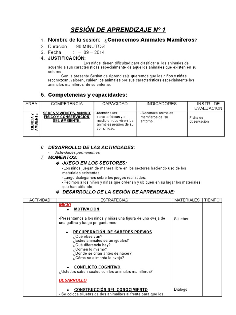 Actividades sobre Mamíferos para Niños | PDF | Aprendizaje ...