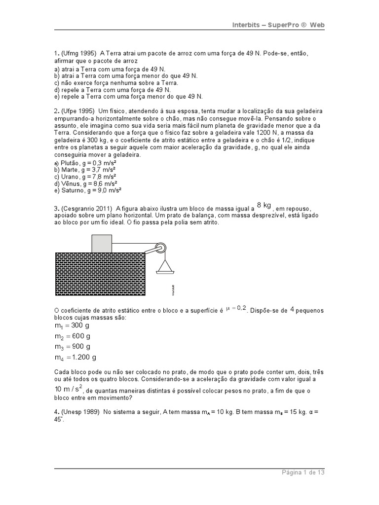 Forca Resultante e Plano Inclinado 2022 | PDF | Gravidade | Massa