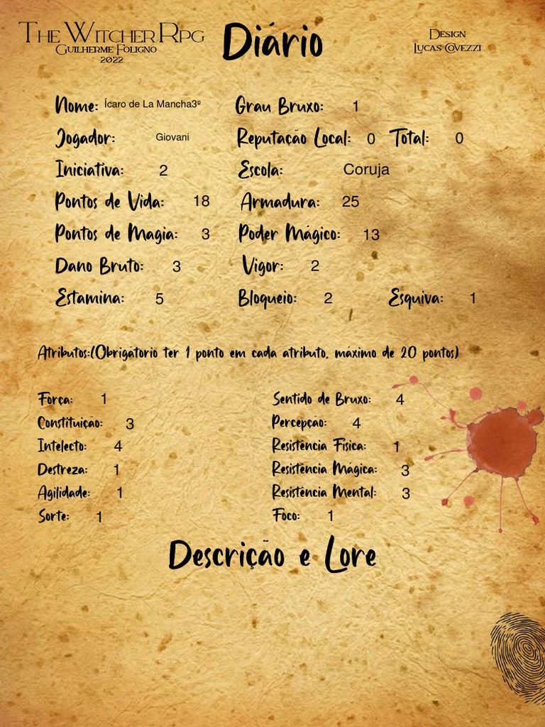 FICHA Icaro Witcher D10 | PDF
