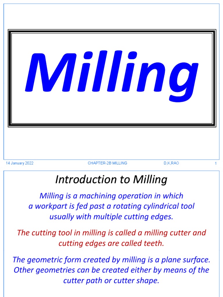 Milling | PDF | Machining | Rotation Around A Fixed Axis