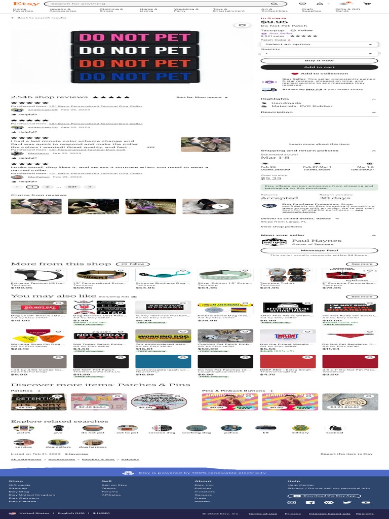 Do Not Pet Patch - Etsy PDF | PDF | Etsy