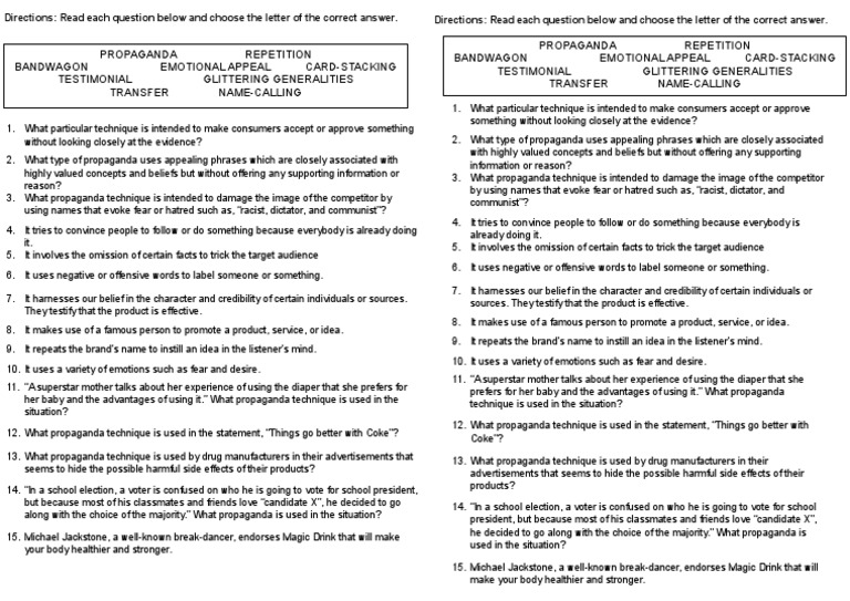 Propaganda Techniques: Identifying Common Propaganda Strategies in ...