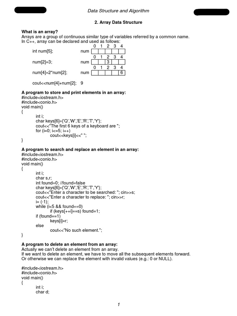 Array Data Structure | PDF | Matrix (Mathematics) | Algorithms