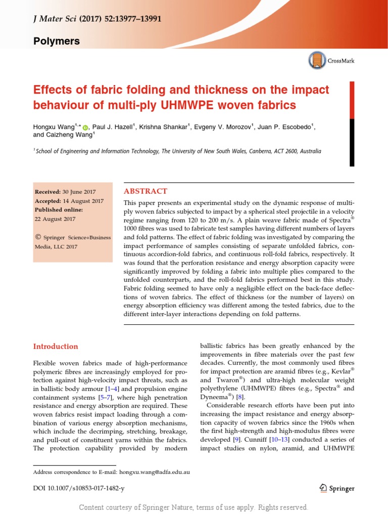 Effects of Fabric Folding and Thickness On The Imp | PDF | Textiles | Yarn