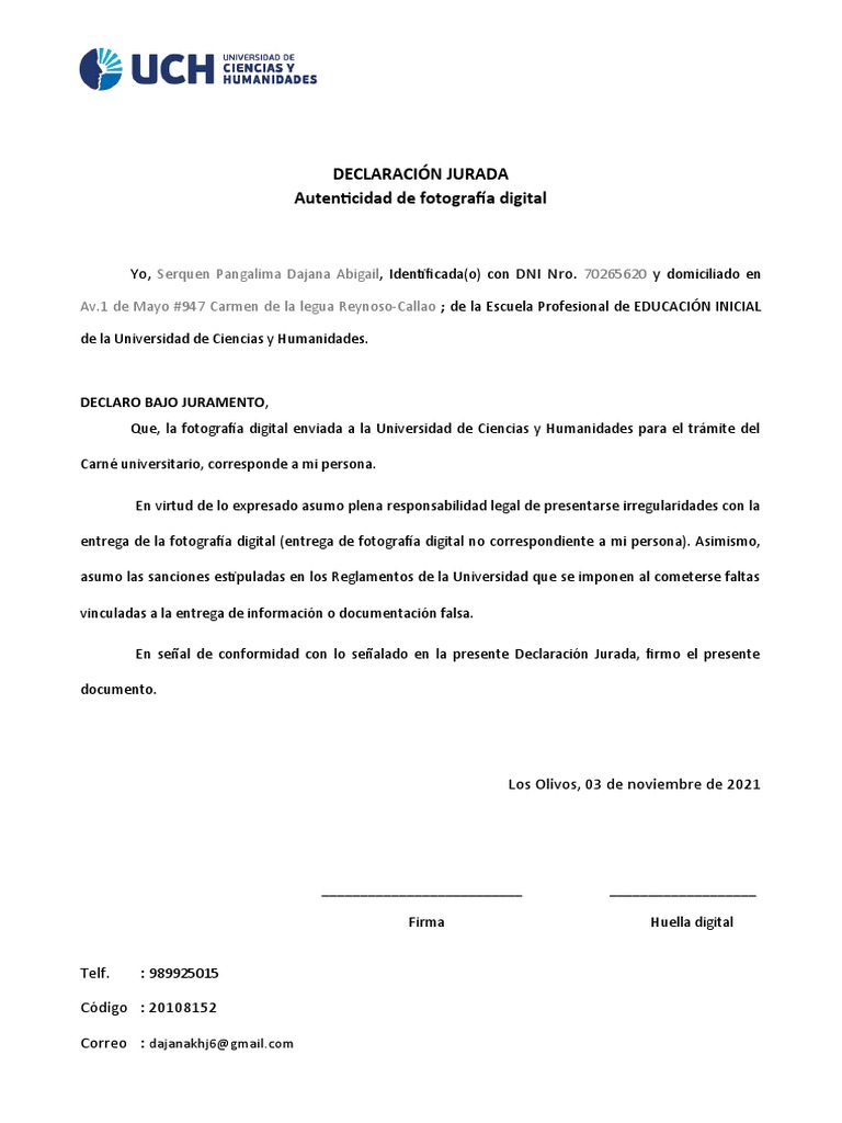 ANEXO (Declaracion Jurada) | PDF