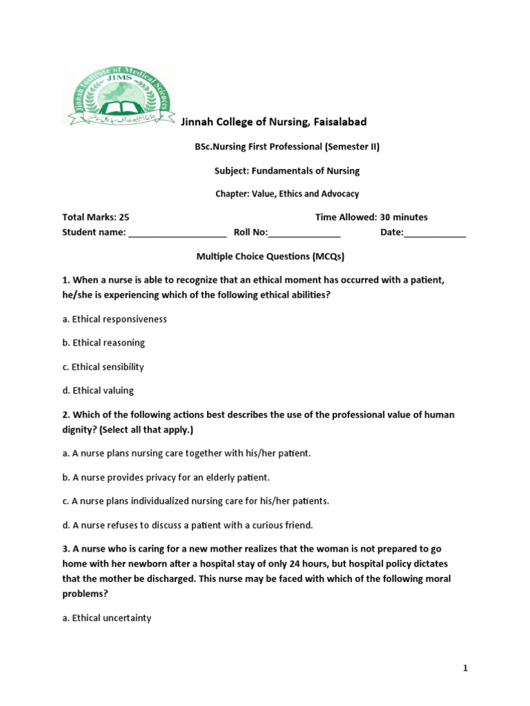 BSN FON Values Belief Test 2 JIMS | PDF