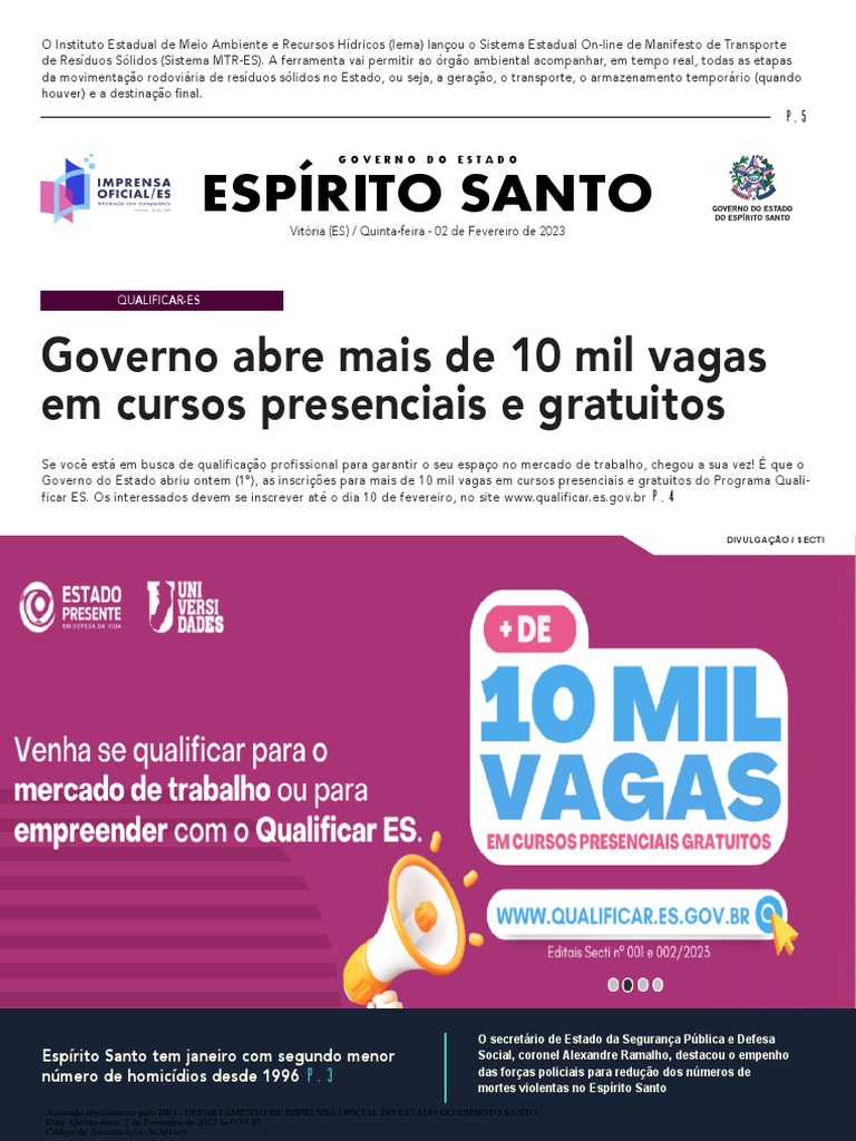 Diario Oficial 2023-02-02 Completo | PDF | Desperdício | Estado
