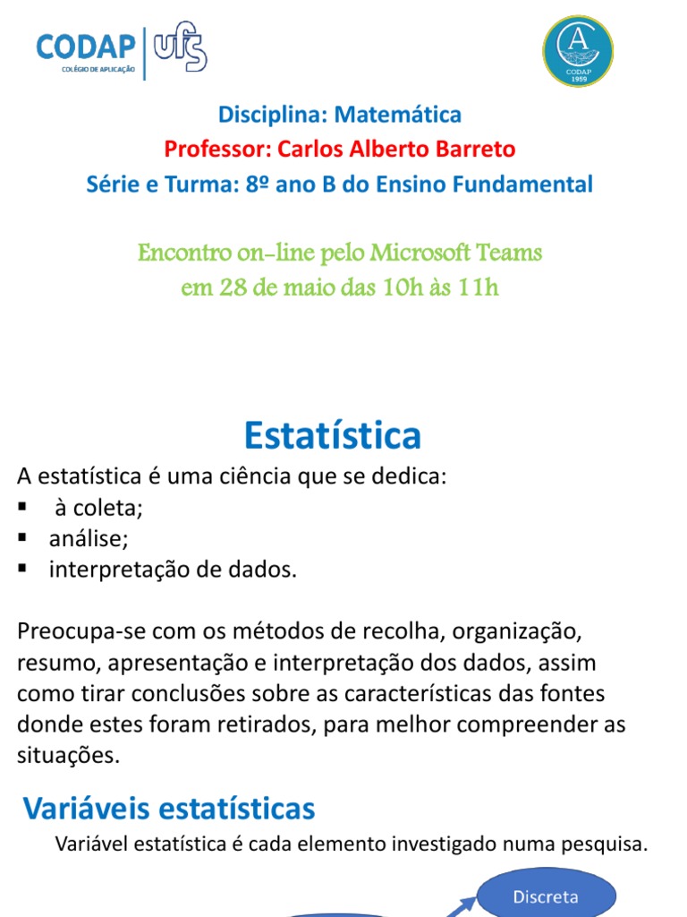5.1..apresenta O1 de Estat Stica | PDF | Estatísticas | Média