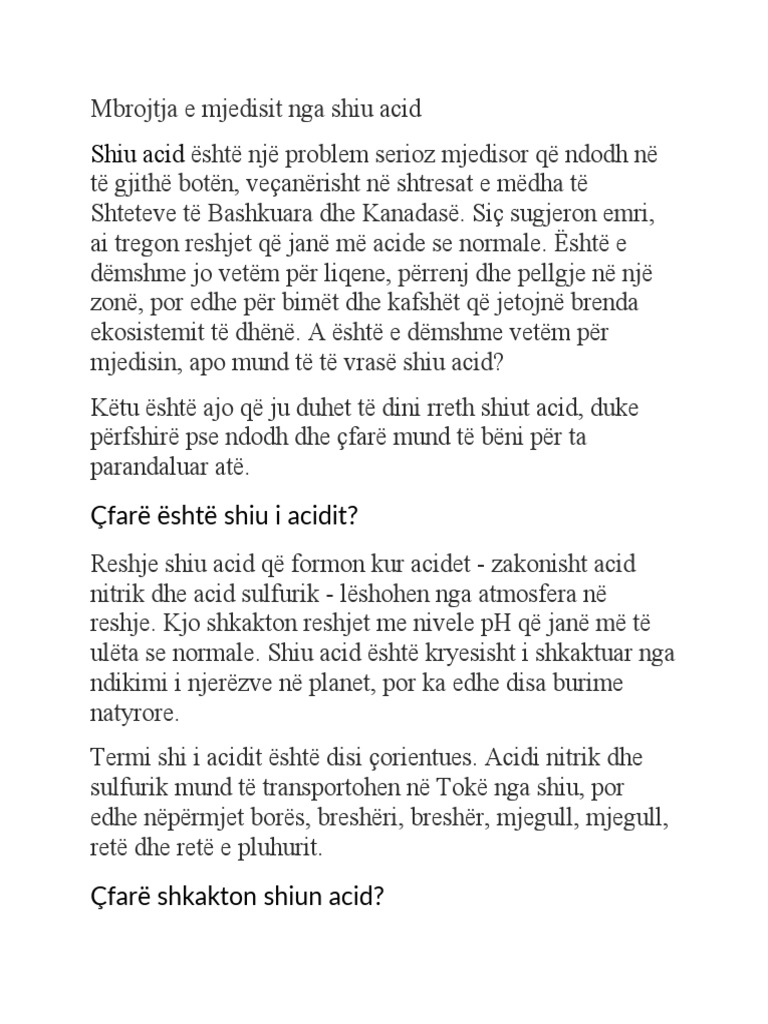 Mbrojtja e Mjedisit Nga Shiu Acid | PDF