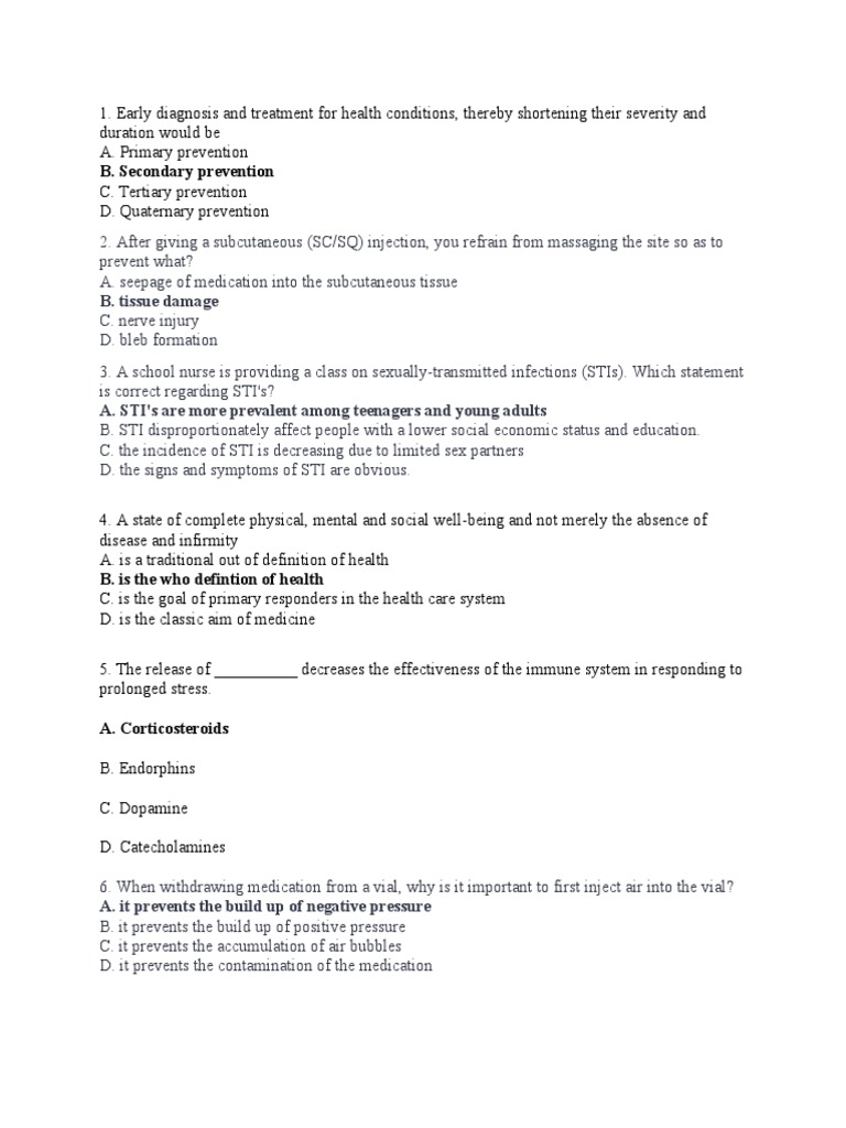 4 Chaps Test BSN FON | PDF | Grief | Injection (Medicine)