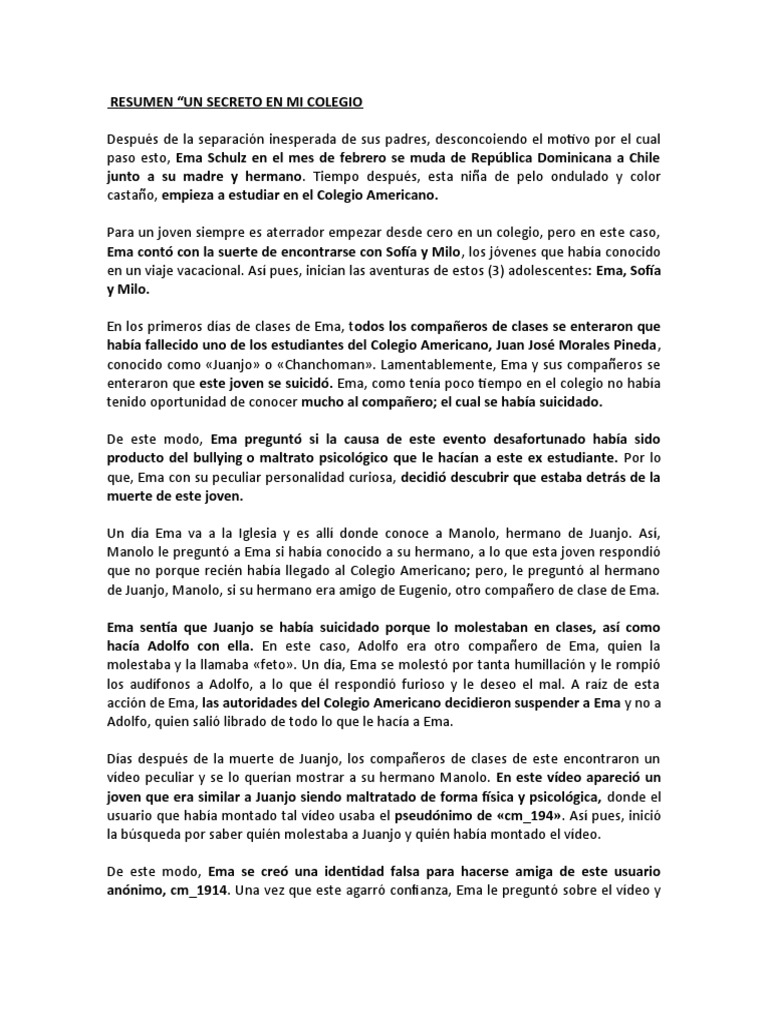 Un Secreto en Mi Colegio | PDF | Abuso infantil | Agresión