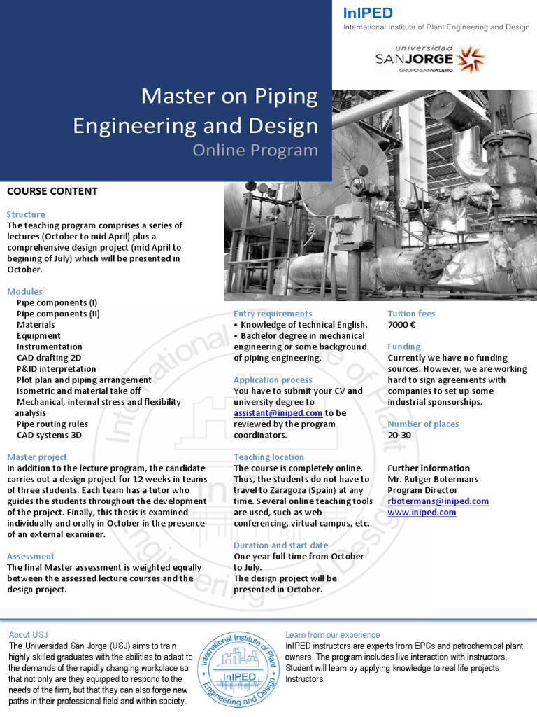Piping Engineering Master Flyer | PDF | Academic Degree | Thesis