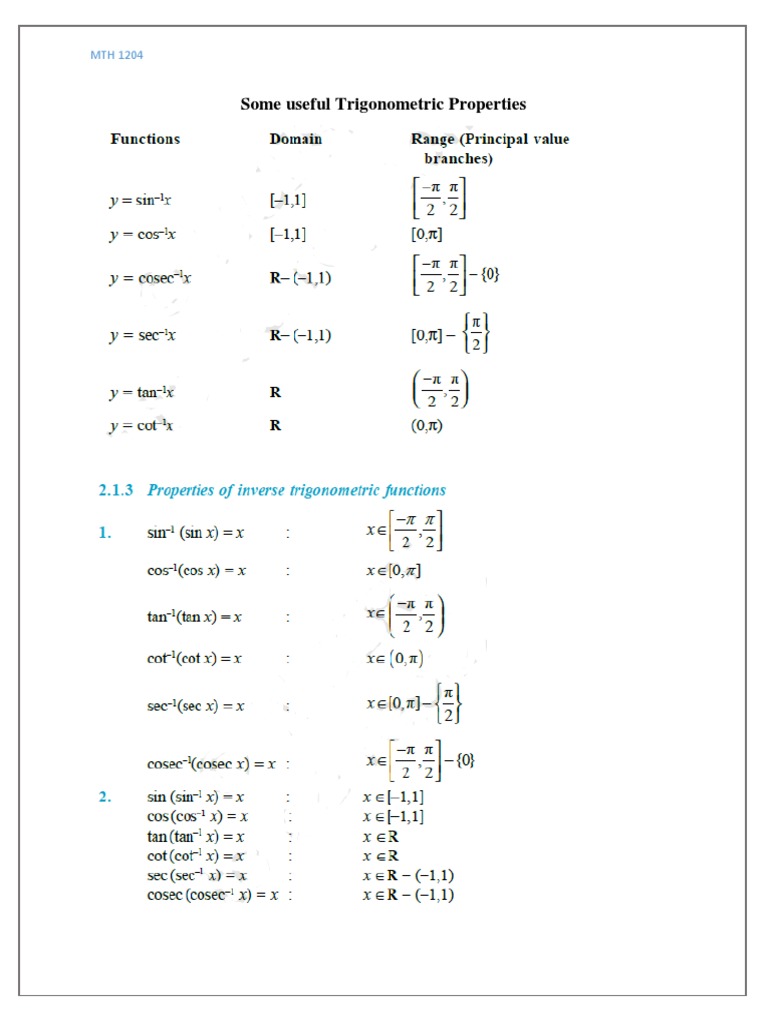 Some Useful Trigonometric Properties | PDF