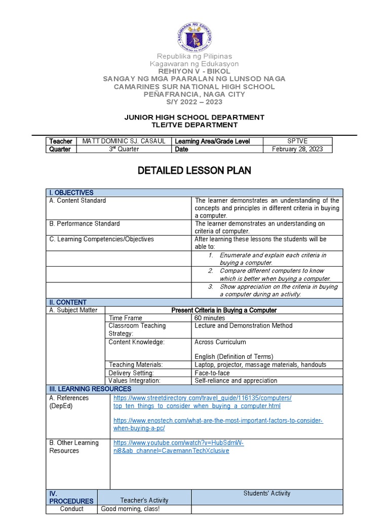 Icf Lesson Plan | PDF | Computer Data Storage | Random Access Memory Icf Lesson Plan | PDF | Computer Data Storage | Random Access Memory