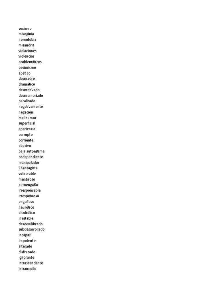 Lista de Defectos de Caracter | PDF