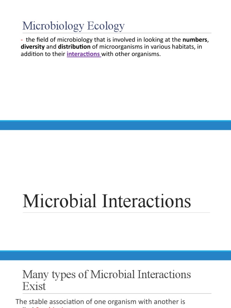 Microbial Interactions in Ecology | PDF | Symbiosis | Microorganism