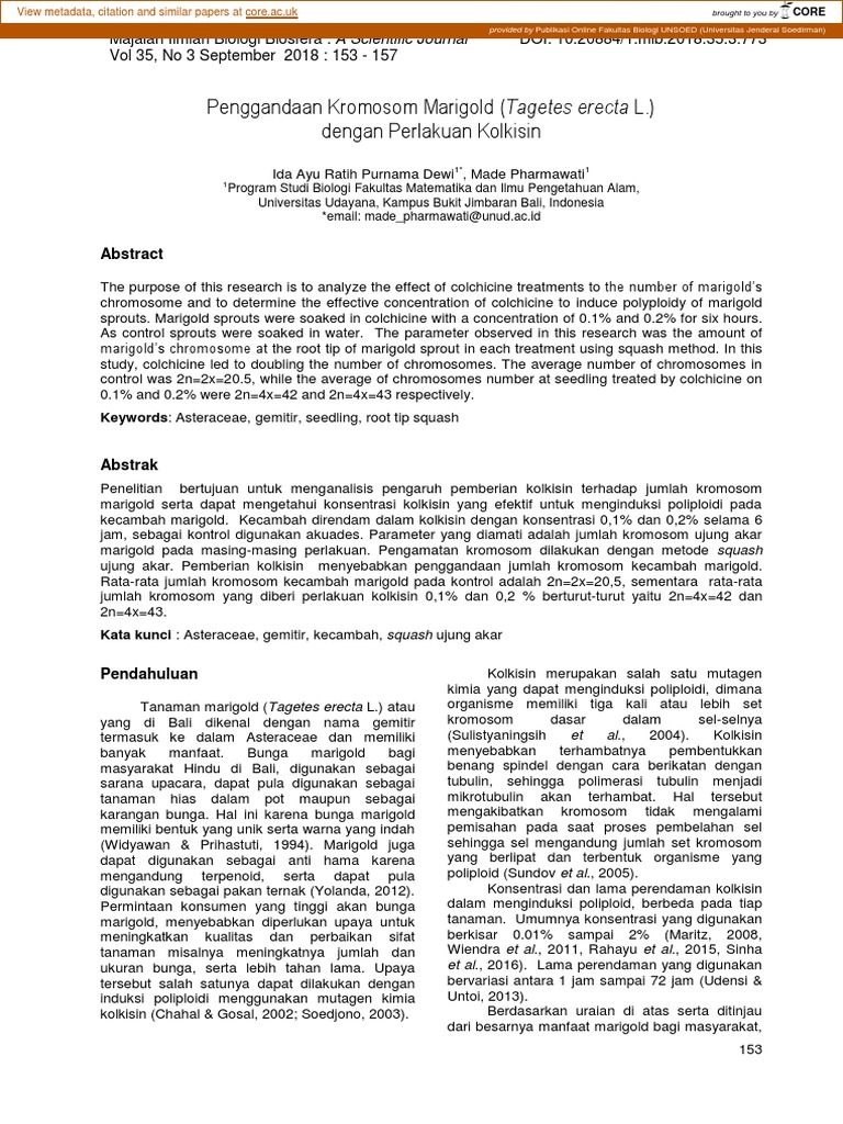 Induksi Poliploidi Marigold dengan Kolkisin | PDF
