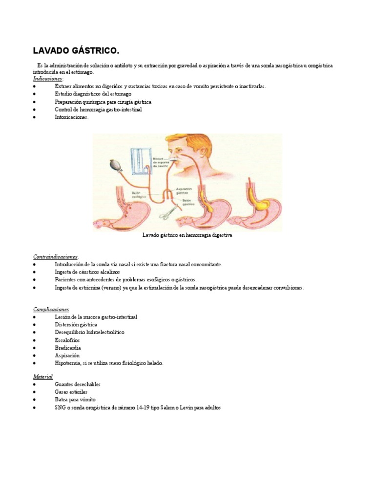 Lavado Gástrico | PDF | Gastroenterología | Medicina CLINICA