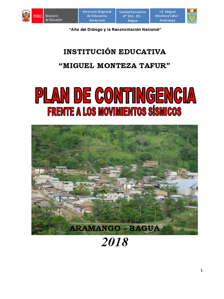 Plan de Contingencia Sismos I.E. Miguel Monteza | PDF | Plan de ...