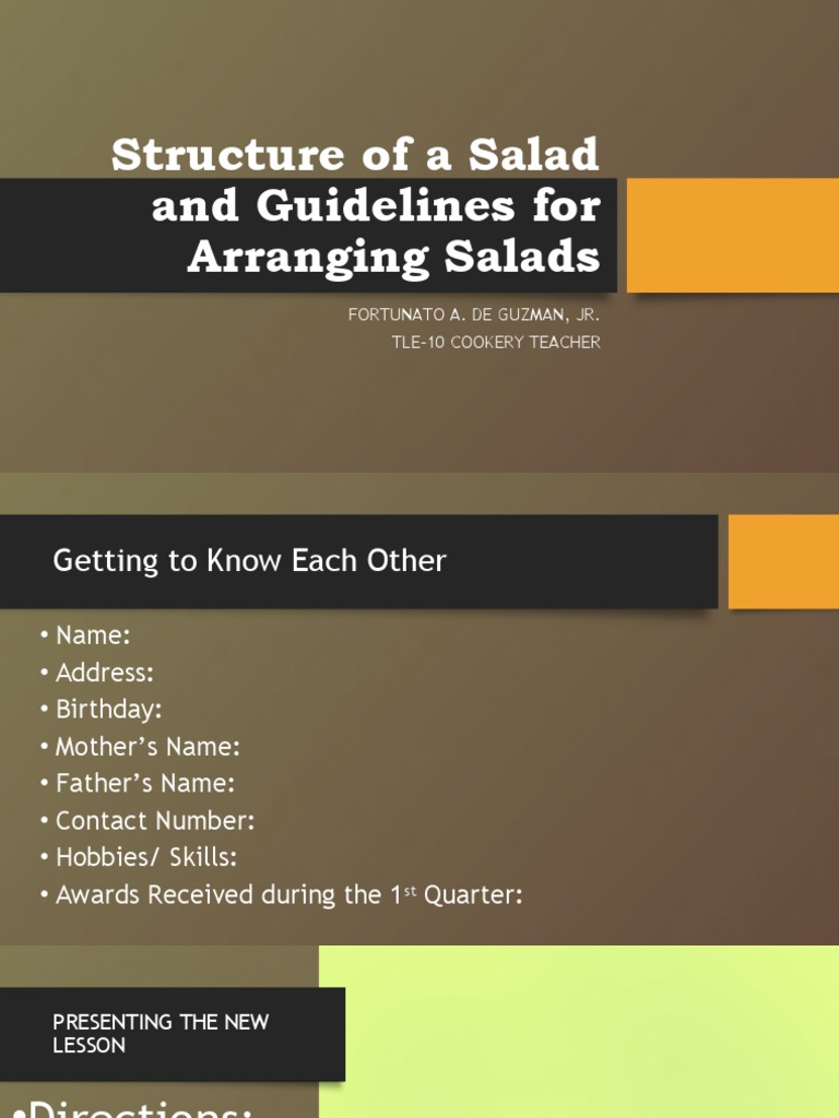 Q2 G9 W4 Structure of A Salad | PDF | Salad | Foods