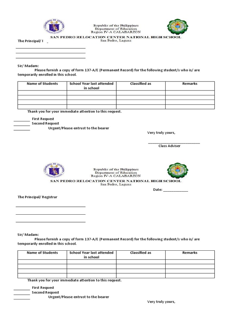 Request Form 137 Short | PDF