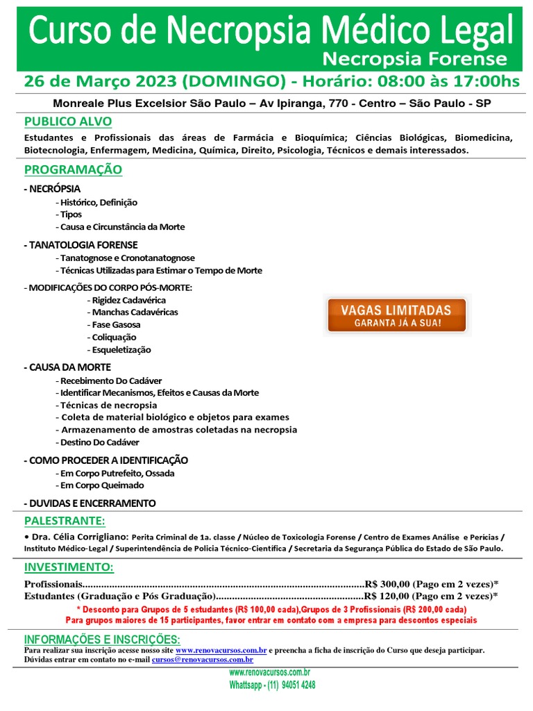 Curso de Necropsia e Tanatologia Forense | PDF | Ciências e Matemática
