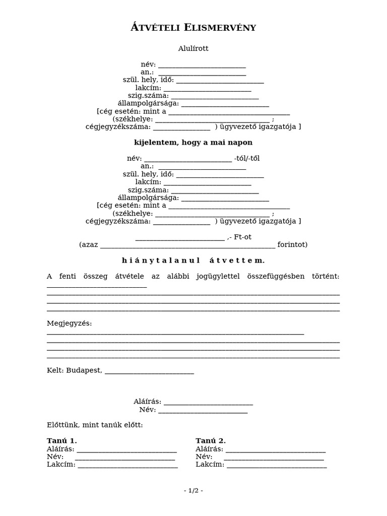 Minta Atveteli Elismerveny | PDF