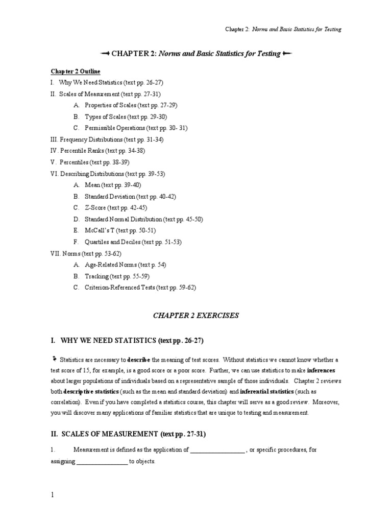 CHAPTER 2 Norms and Basic Statistics For Testing | PDF | Percentile ...