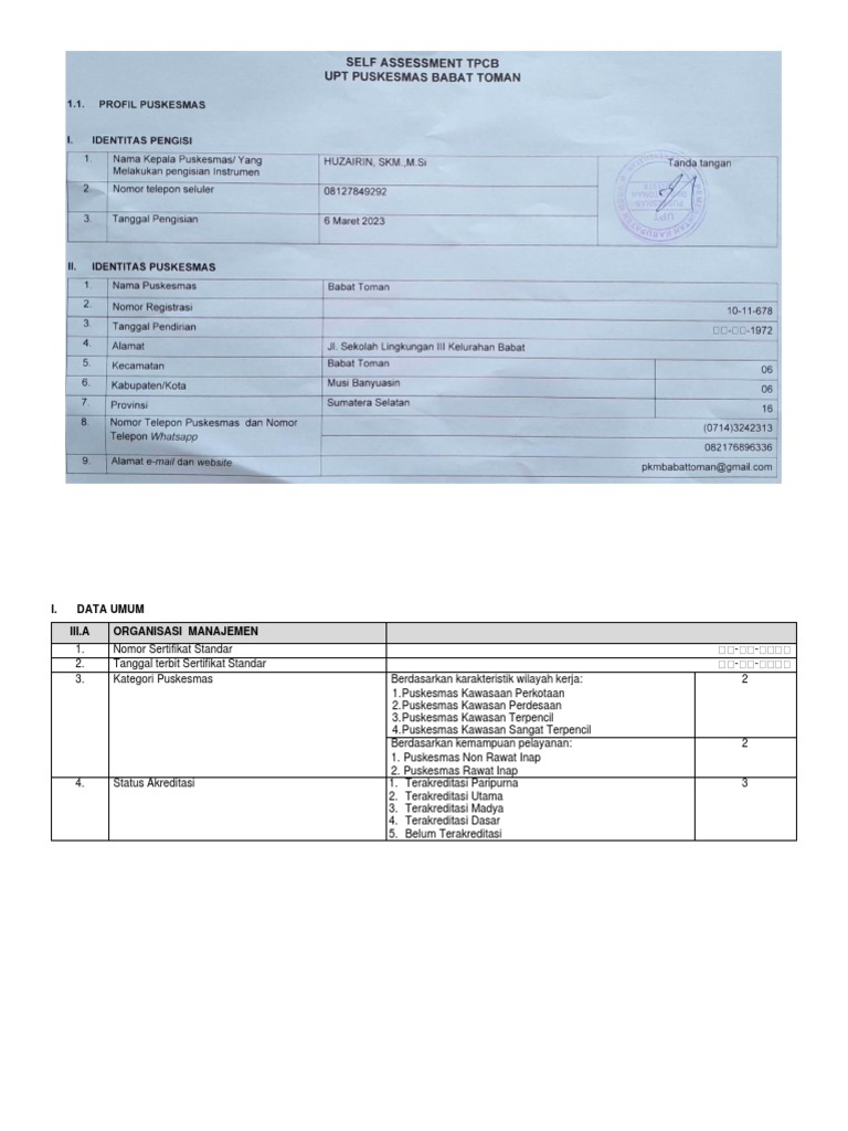SA TPCB Puskesmas Babat Toman 2023 | PDF