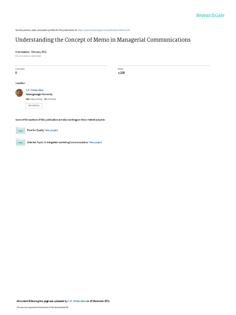 Understanding The Concept of Memo in Managerial Communications | PDF ...