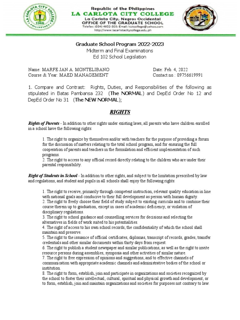Midterm and Final Exam Ed. 102 | PDF | Teachers | Schools Midterm and Final Exam Ed. 102 | PDF | Teachers | Schools