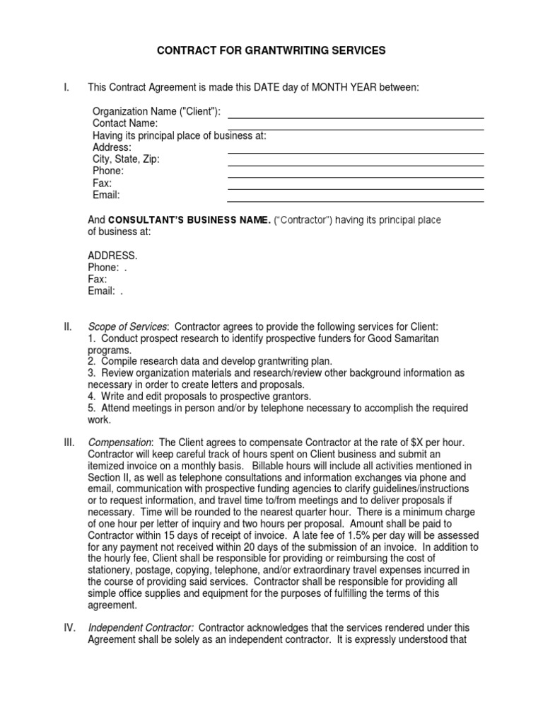 Sample Contract 01 | PDF | Employment | Grant Writing