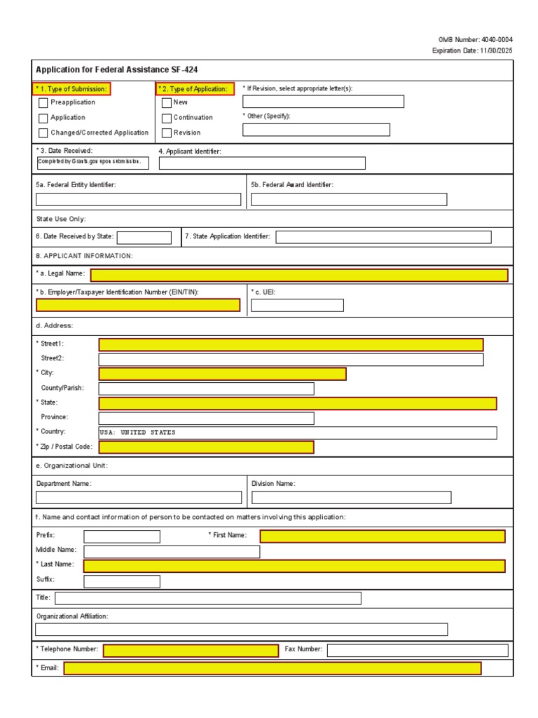 SF424 4 0-V4.0 | Download Free PDF | Government