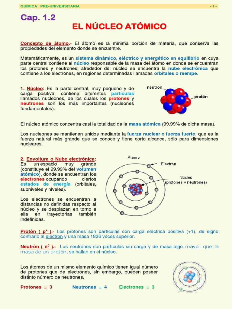 Estructura y Propiedades del Núcleo Atómico | PDF | Núcleo atómico ...