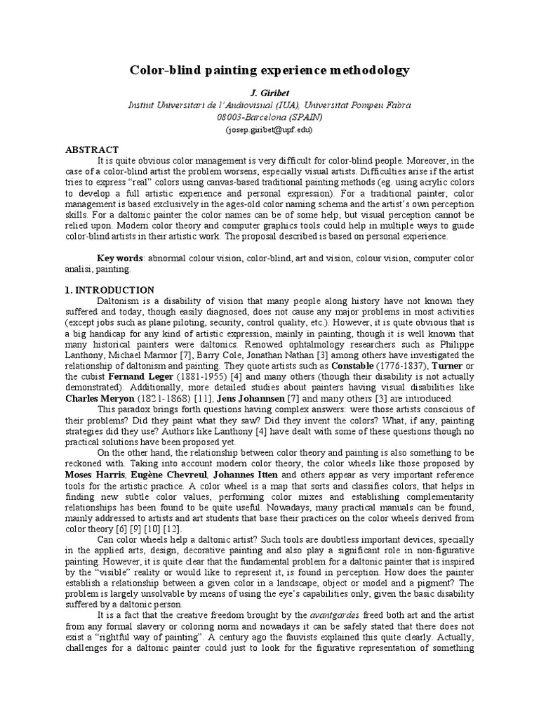 Methodology for Color-Blind Painting | PDF | Paintings | Color