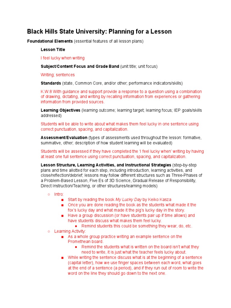 I Feel Lucky When Writing Lesson Plan | PDF | Lesson Plan | Change